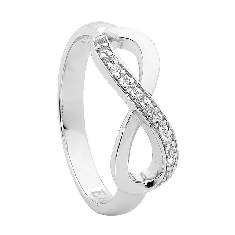 Silver Cubic Zirconia Infinity Ring- 3 Colours – Blizzards Fine Jewellers